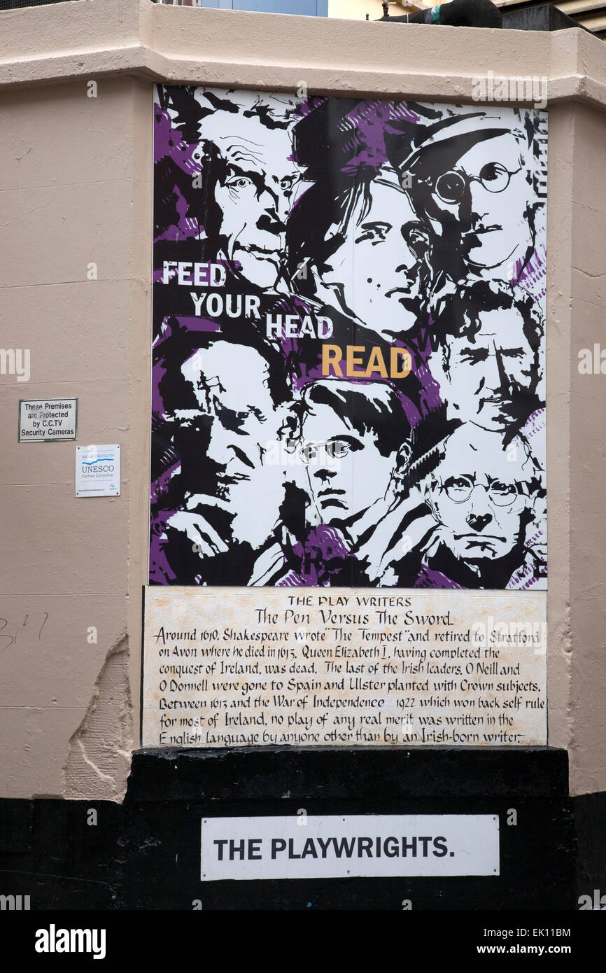 The Playwrights, Icon Walk, Temple Bar, Dublin, Ireland Stock Photo - Alamy