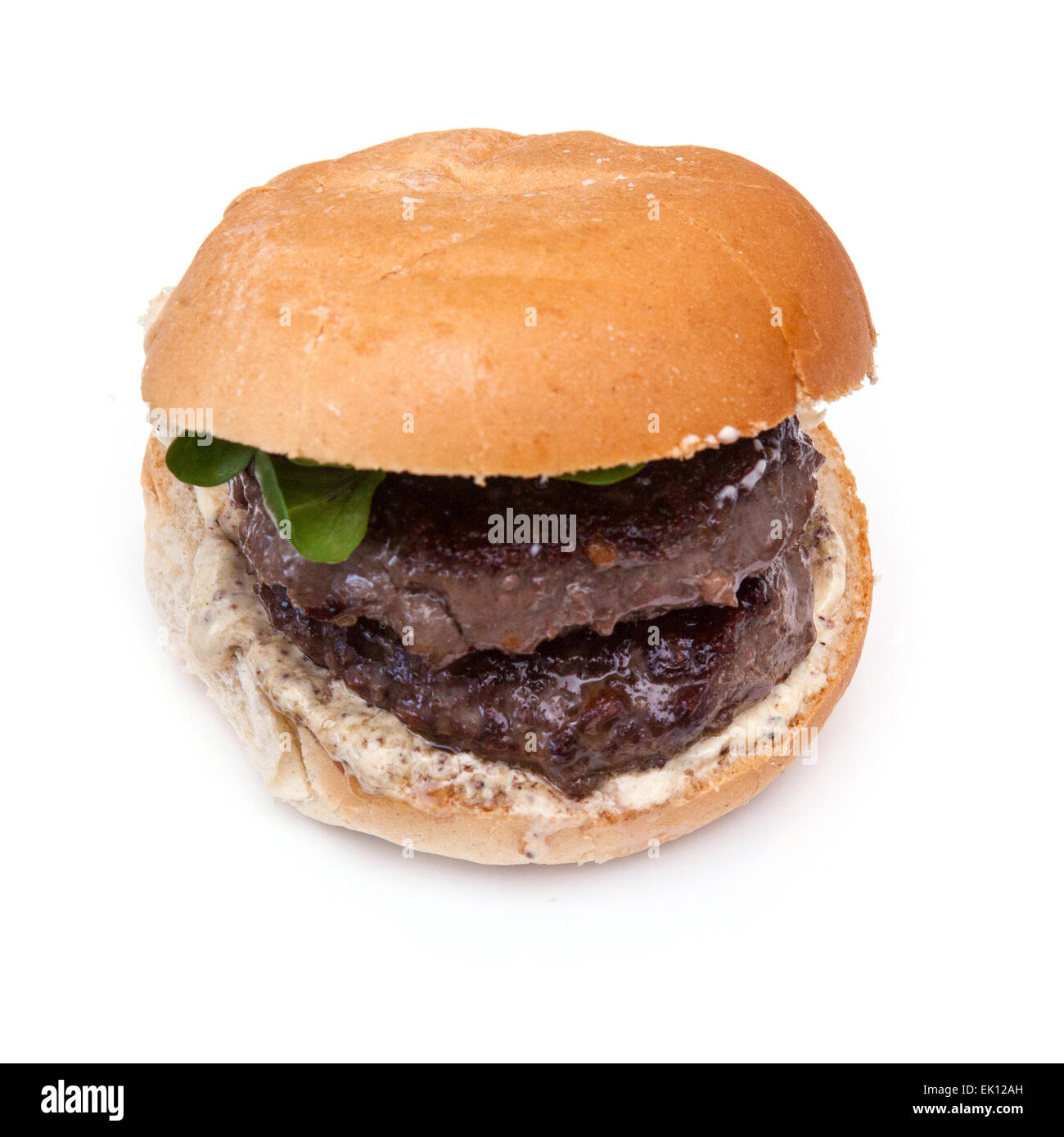 Double Kangaroo meat burger isolated on a white studio background Stock ...