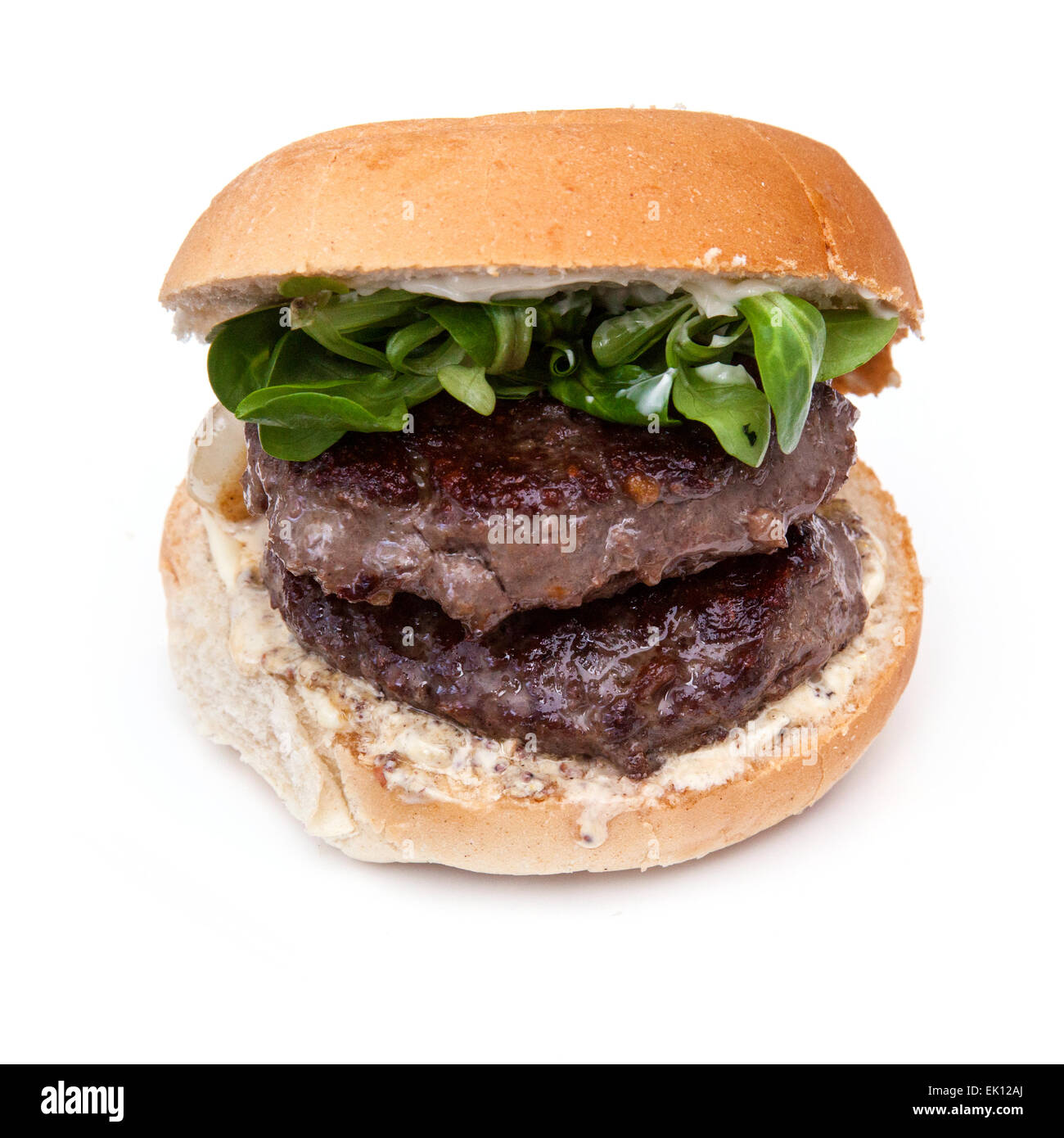 Double Kangaroo meat burger isolated on a white studio background Stock ...