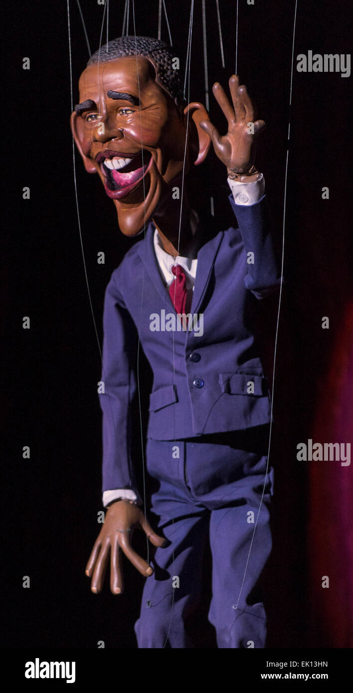 Las Vegas, Nevada, USA. 3rd Apr, 2015. Puppeteer Scott Land works the ...
