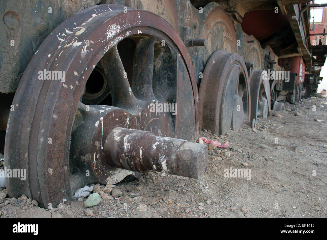 The wheels of a decommissioned locomotive, photographed 17 October 2009 ...
