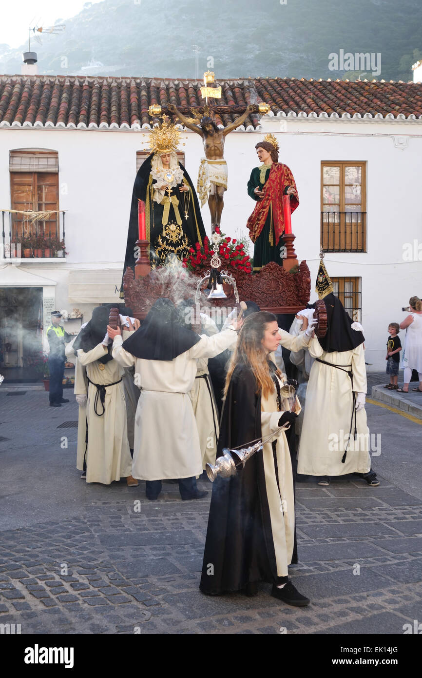 Carrying float with Virgin Mary and Christ, Procession, Holy week ...