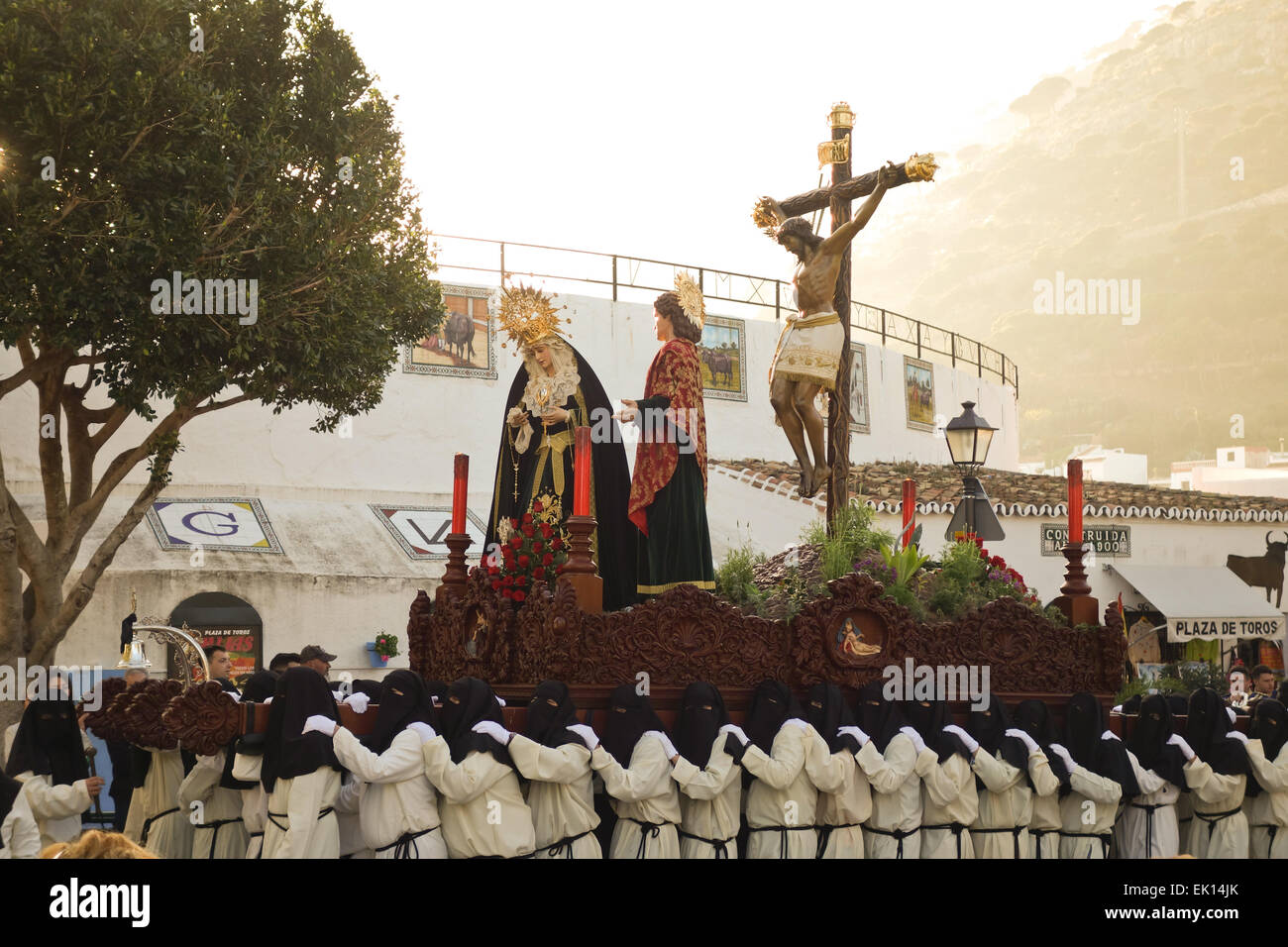 Carrying float with Virgin Mary and Christ, Procession, Holy week ...