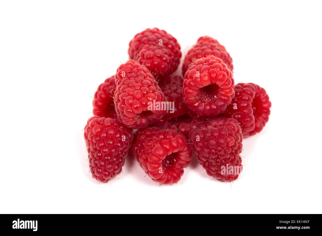ripe red raspberry isolated on white background Stock Photo - Alamy