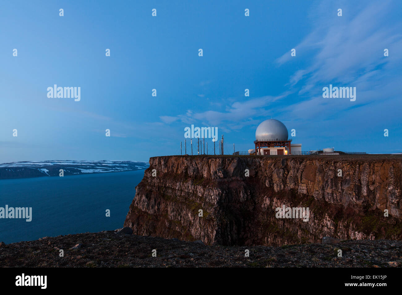View looking north of radar station from the summit of Bolafjall in ...
