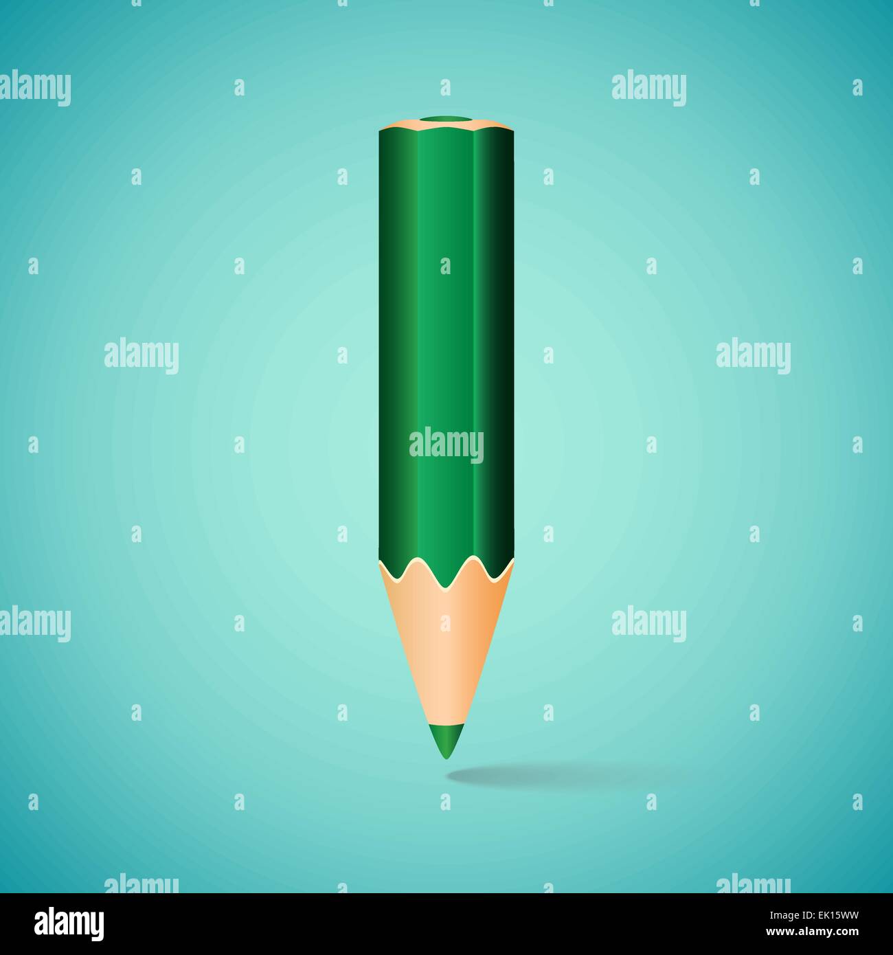 Vector Illustration - Green Vertical Pencil on Blue Background Stock ...