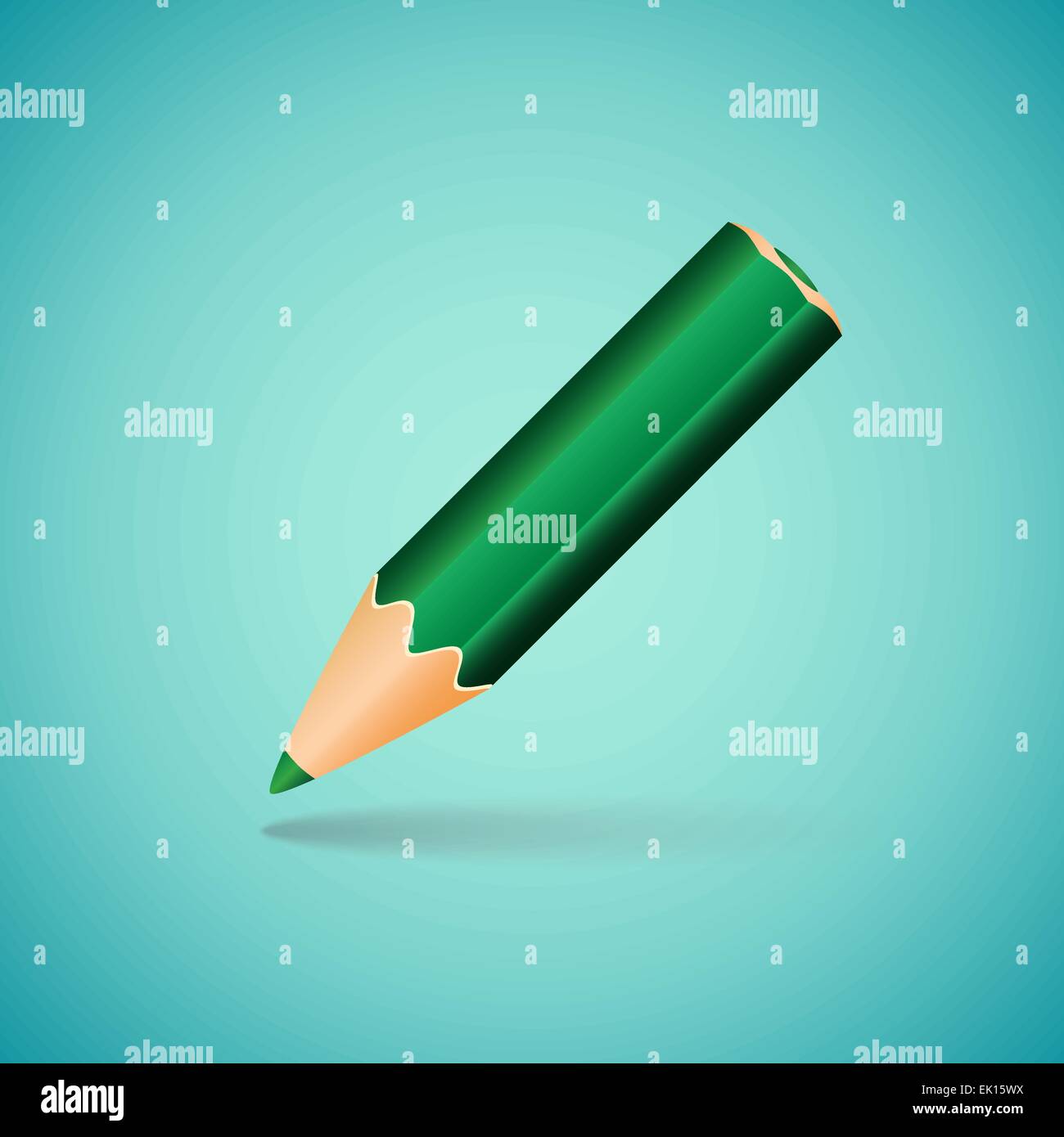 Vector Illustration Green Angled Pencil On Blue Background Stock Vector Image And Art Alamy