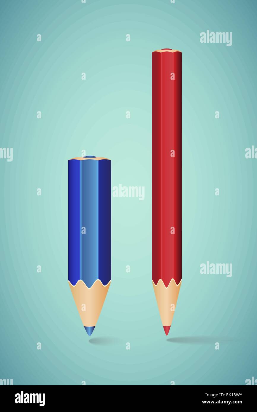 Vector Illustration - Two Vertical Pencils on Blue Backgroun Stock ...