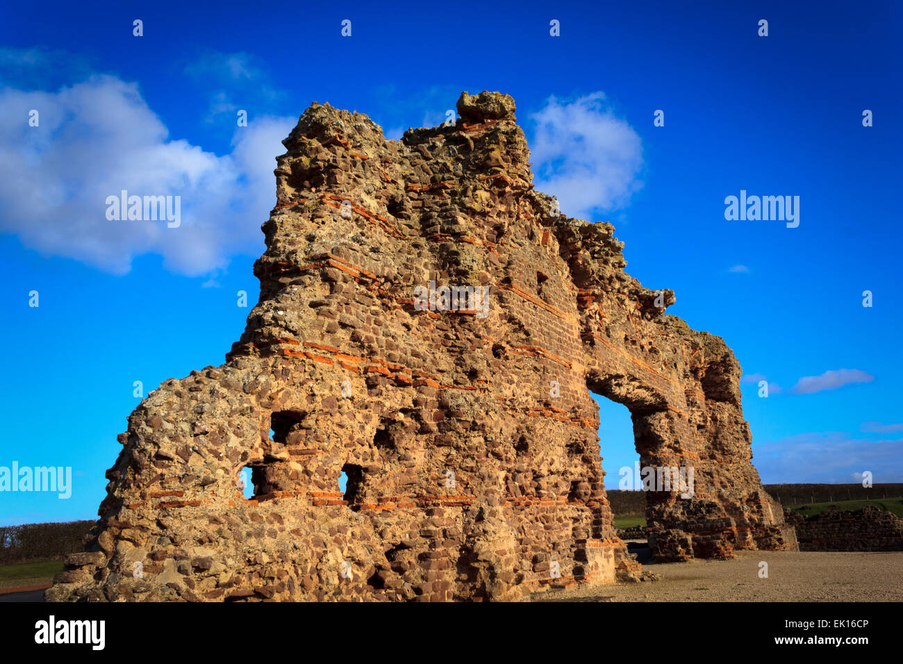 The only standing wall of the bath house at the Wroxeter Roman city in ...