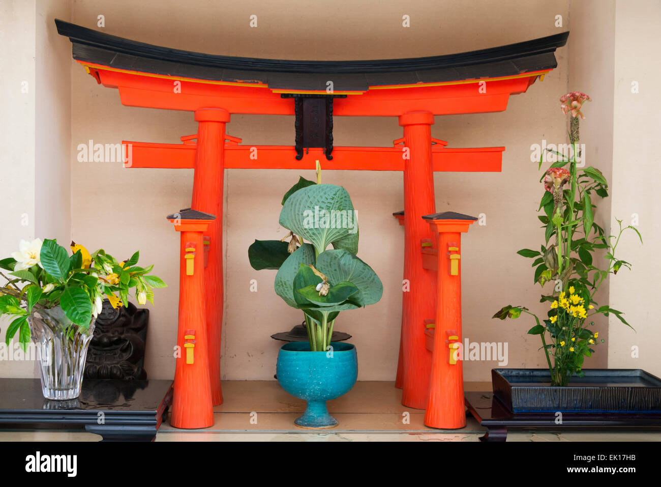 Mini Torii Gate of Itsukushima Shrine at a gift shop, Miyajima, Japan ...