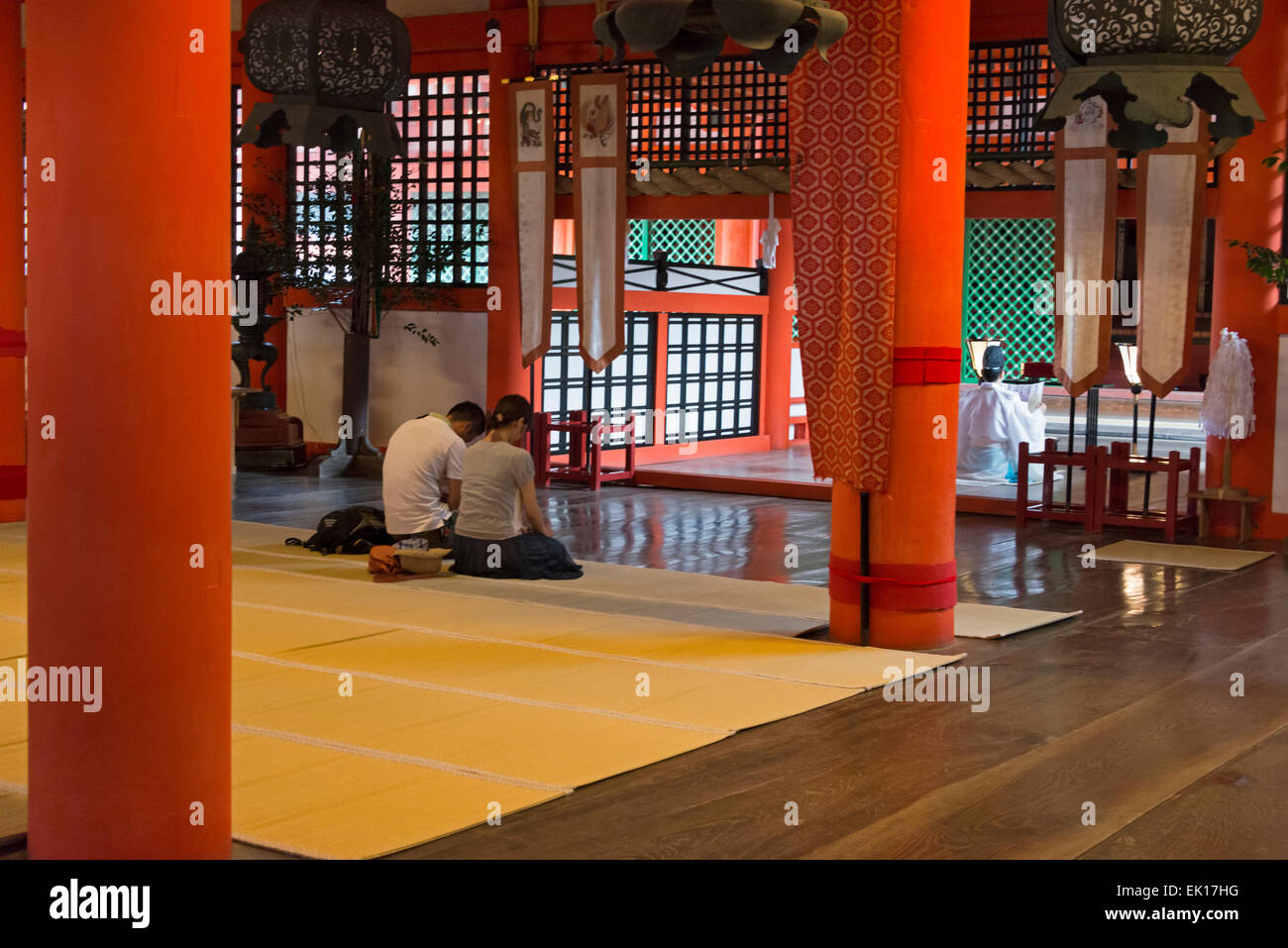 Pilgrims inside Itsukushima Shrine , Miyajima, Japan Stock Photo - Alamy