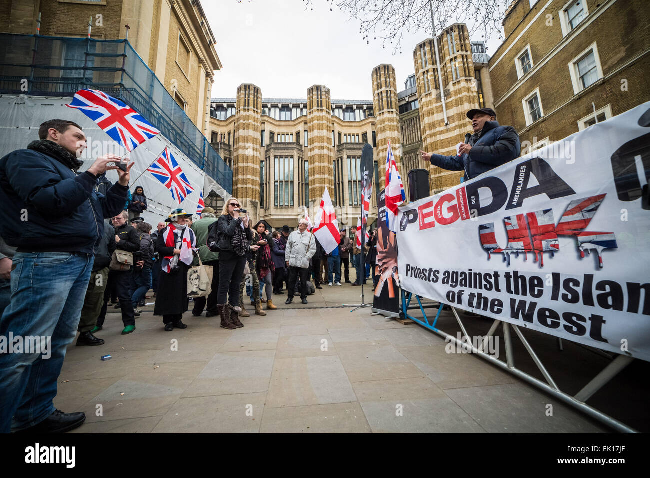 London, UK. 4th April, 2015. Pegida UK Anti-Islamic Group Protest and ...