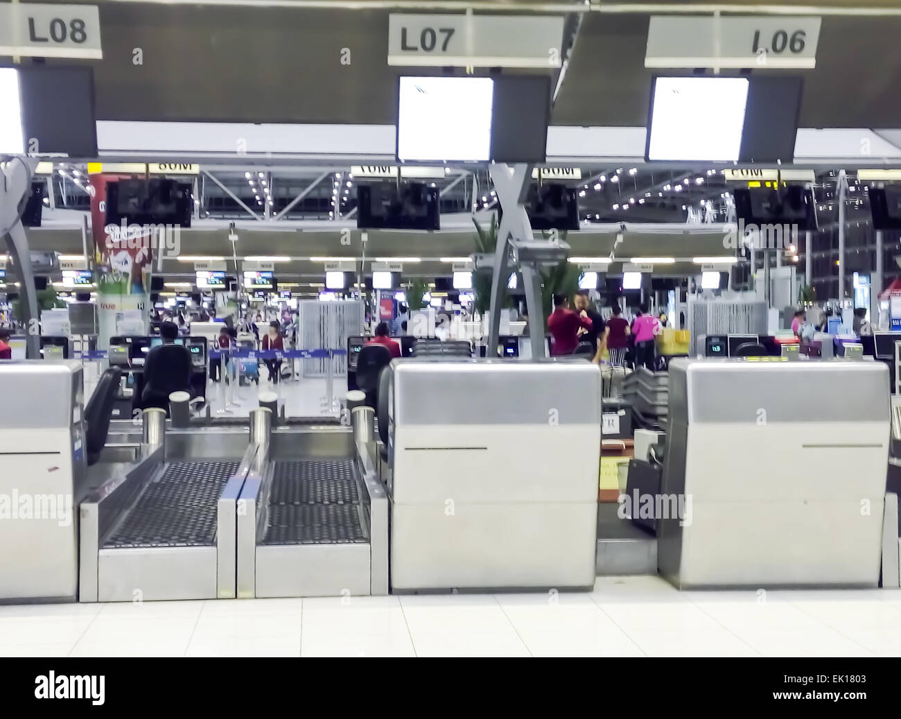 BANGKOK, THAILAND - MARCH 22: Check in counters in Suvarnabhumi ...