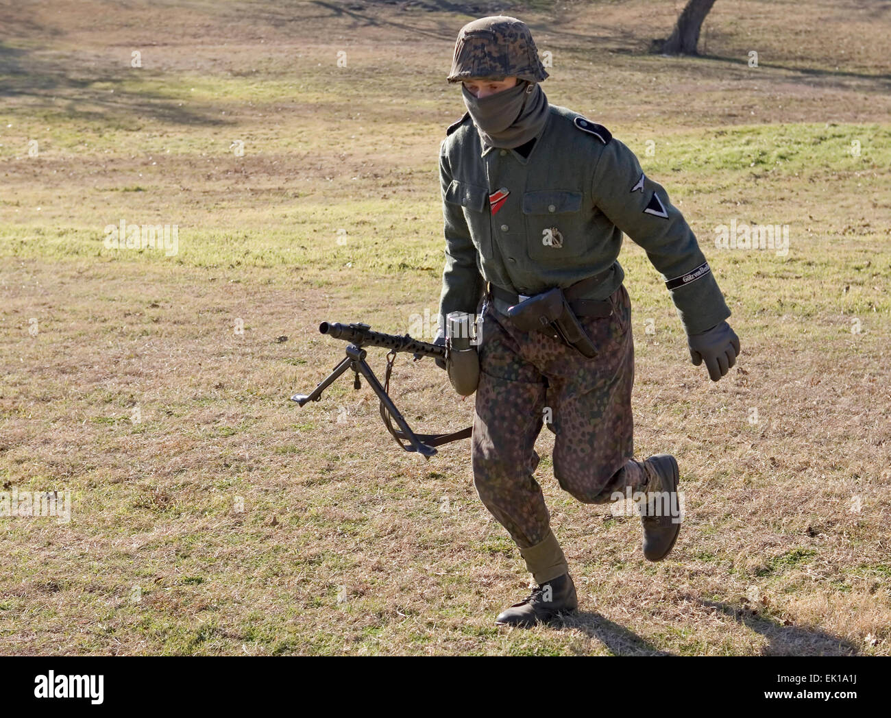 Re-enactor in Third Reich's World War II SS (Schutzstaffel) uniform ...