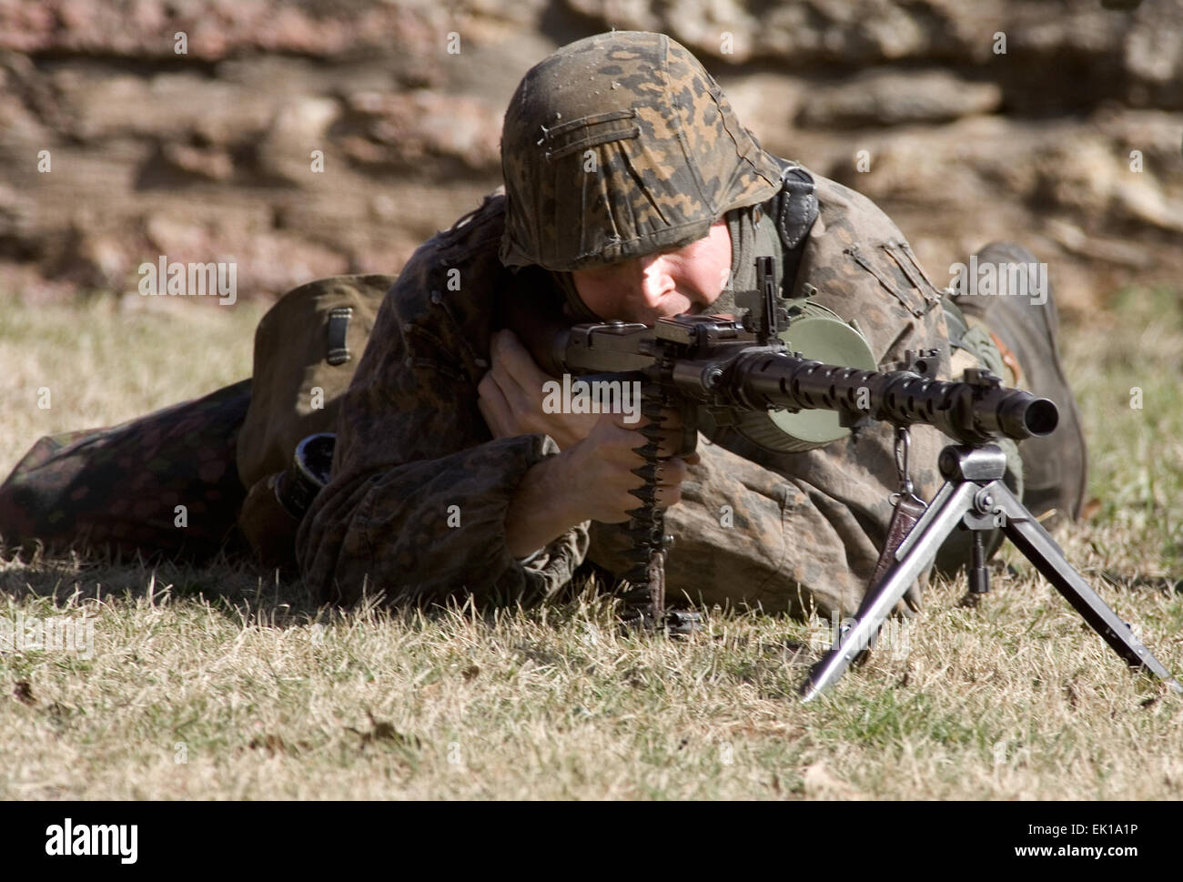 Re-enactor in Third Reich's World War II SS (Schutzstaffel) uniform ...
