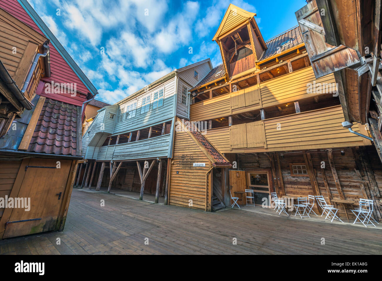 The colourful historic buildings of Bryggen in the City of Bergen ...