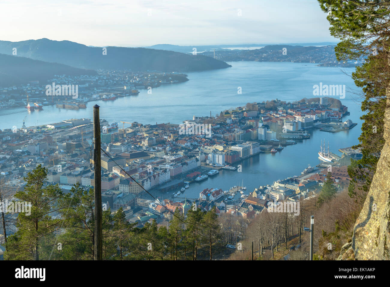 Aerial View of Bergen from Mount Floyen, Norway Stock Photo - Alamy