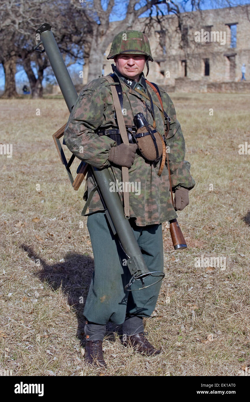 Re-enactor in Third Reich's World War II SS (Schutzstaffel) uniform ...