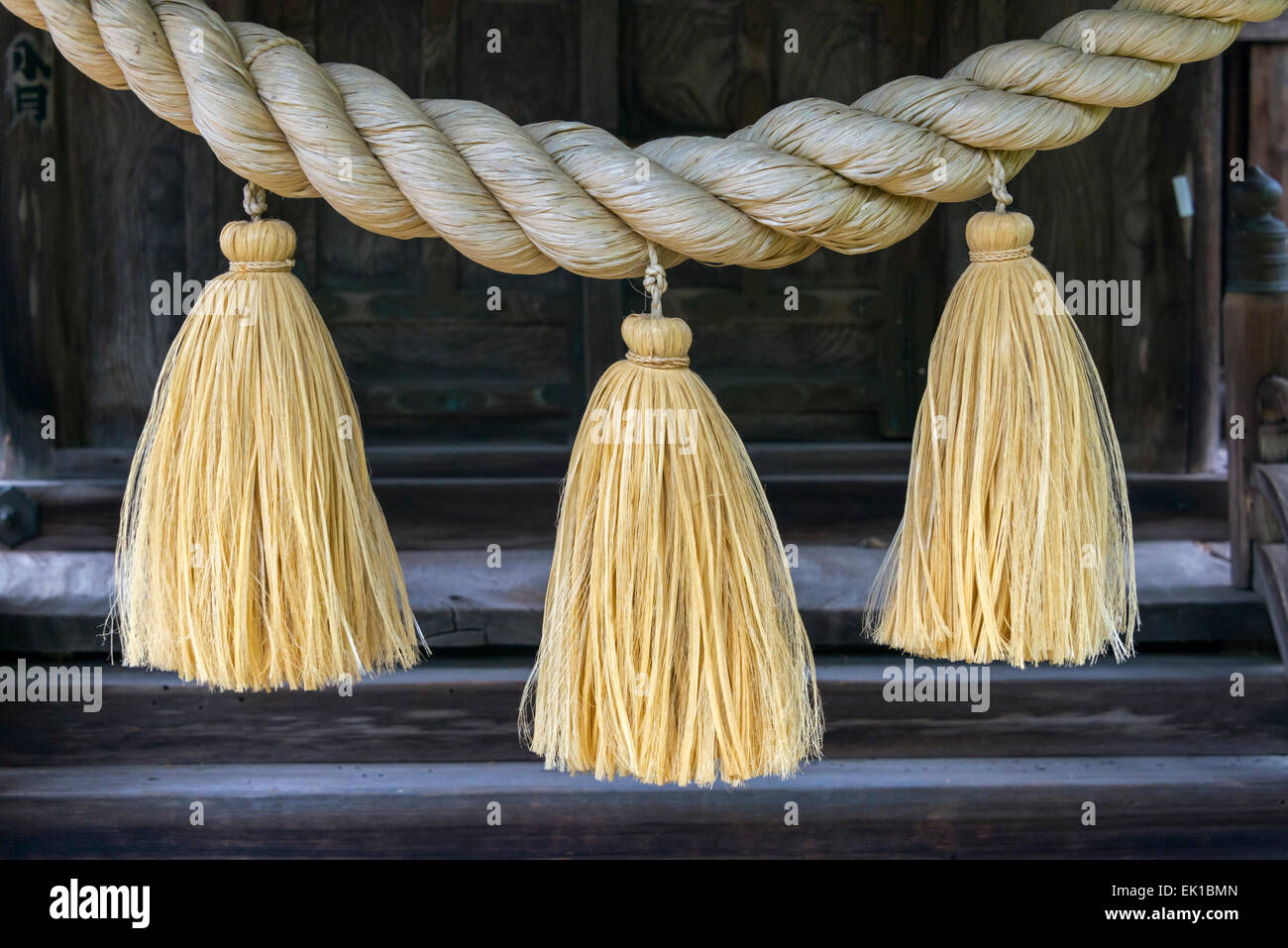 Rope decoration on Gassho-zukuri house, Shirakawa-go, Gifu Prefecture ...
