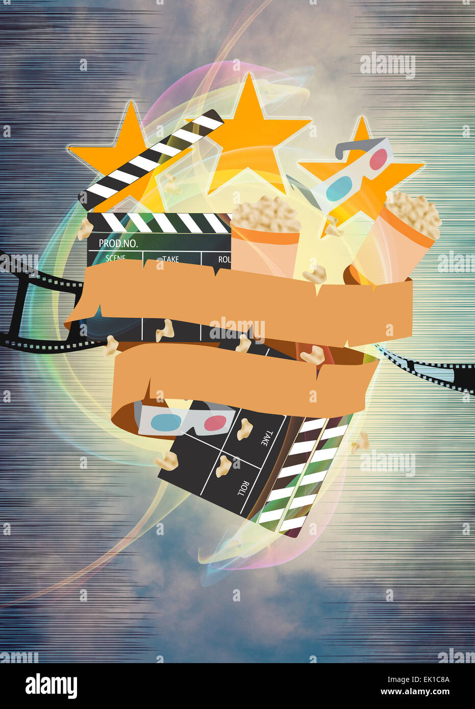 Cinema, movie, cinematography advert poster or flyer background with ...