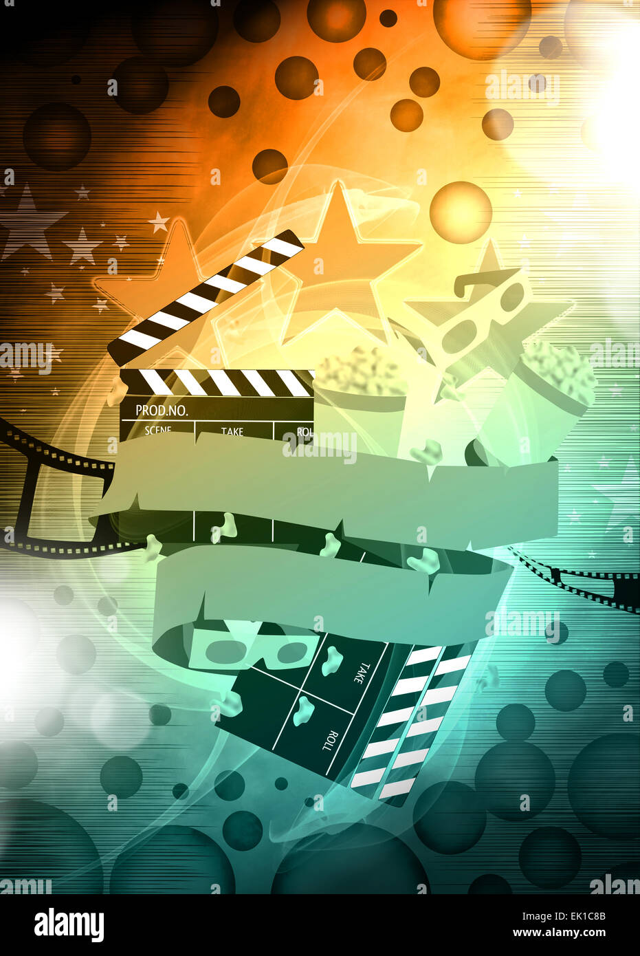 Cinema, movie, cinematography advert poster or flyer background with ...