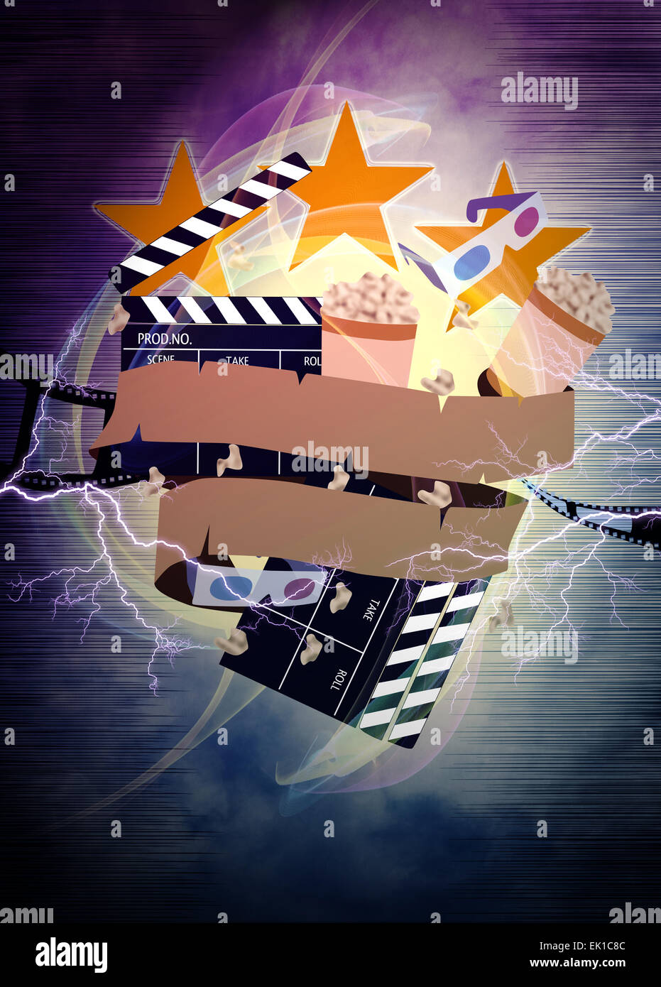 Cinema, movie, cinematography advert poster or flyer background with ...