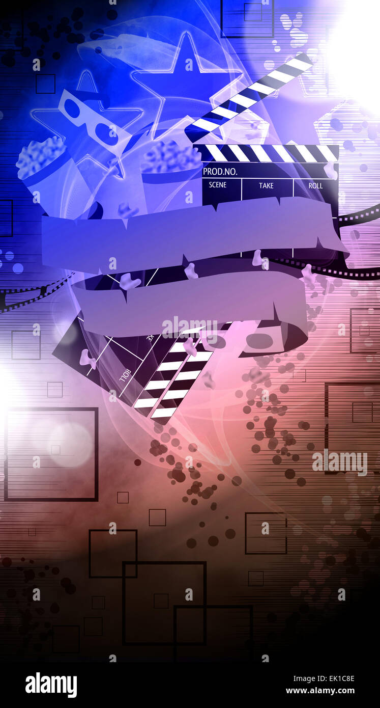 Cinema, movie, cinematography advert poster or flyer background with ...