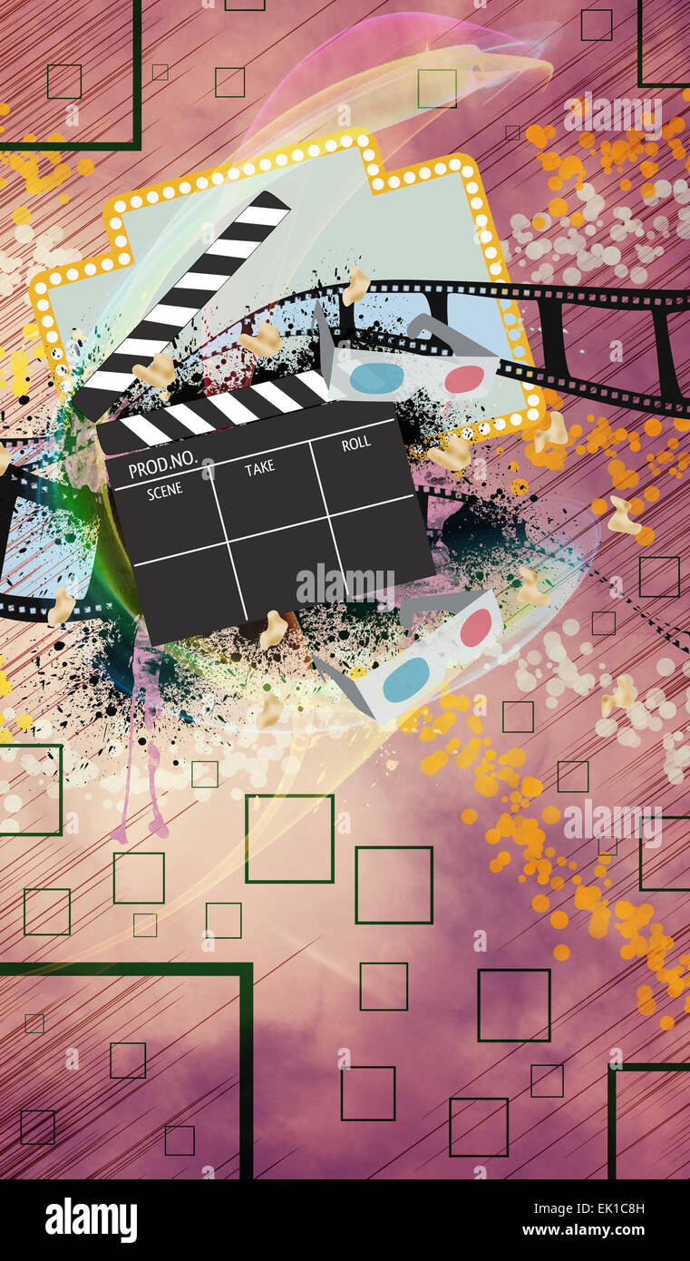 Cinema, movie, cinematography advert poster or flyer background with ...