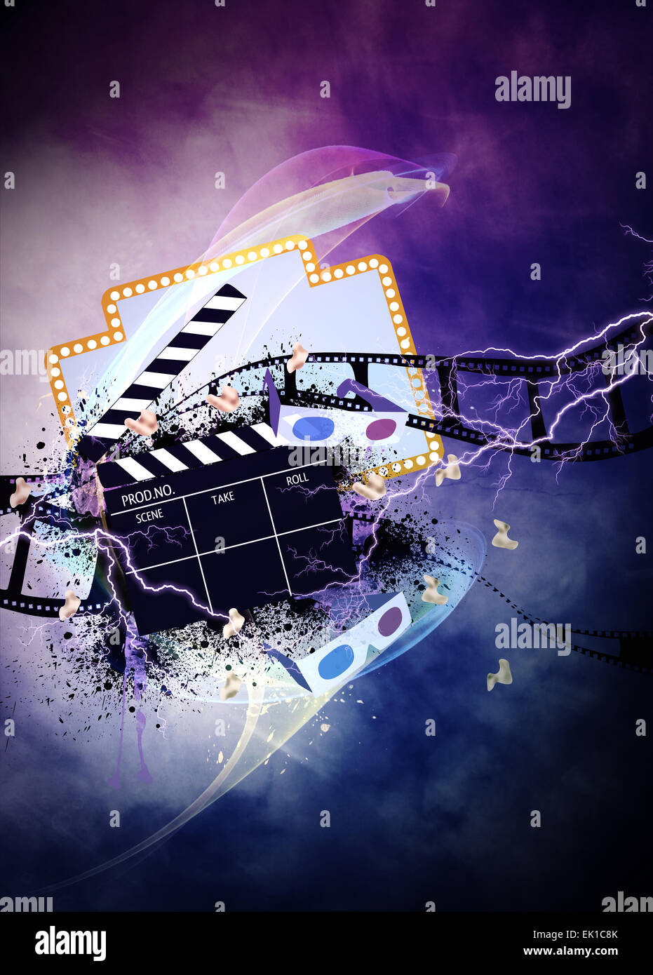 Cinema, movie, cinematography advert poster or flyer background with ...