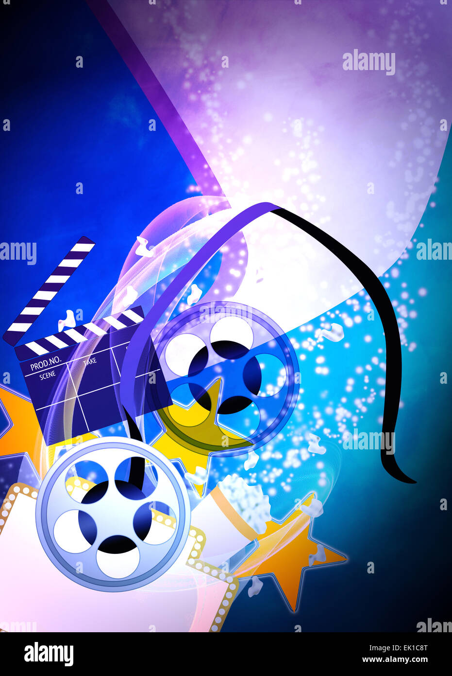 Cinema, movie, cinematography advert poster or flyer background with ...