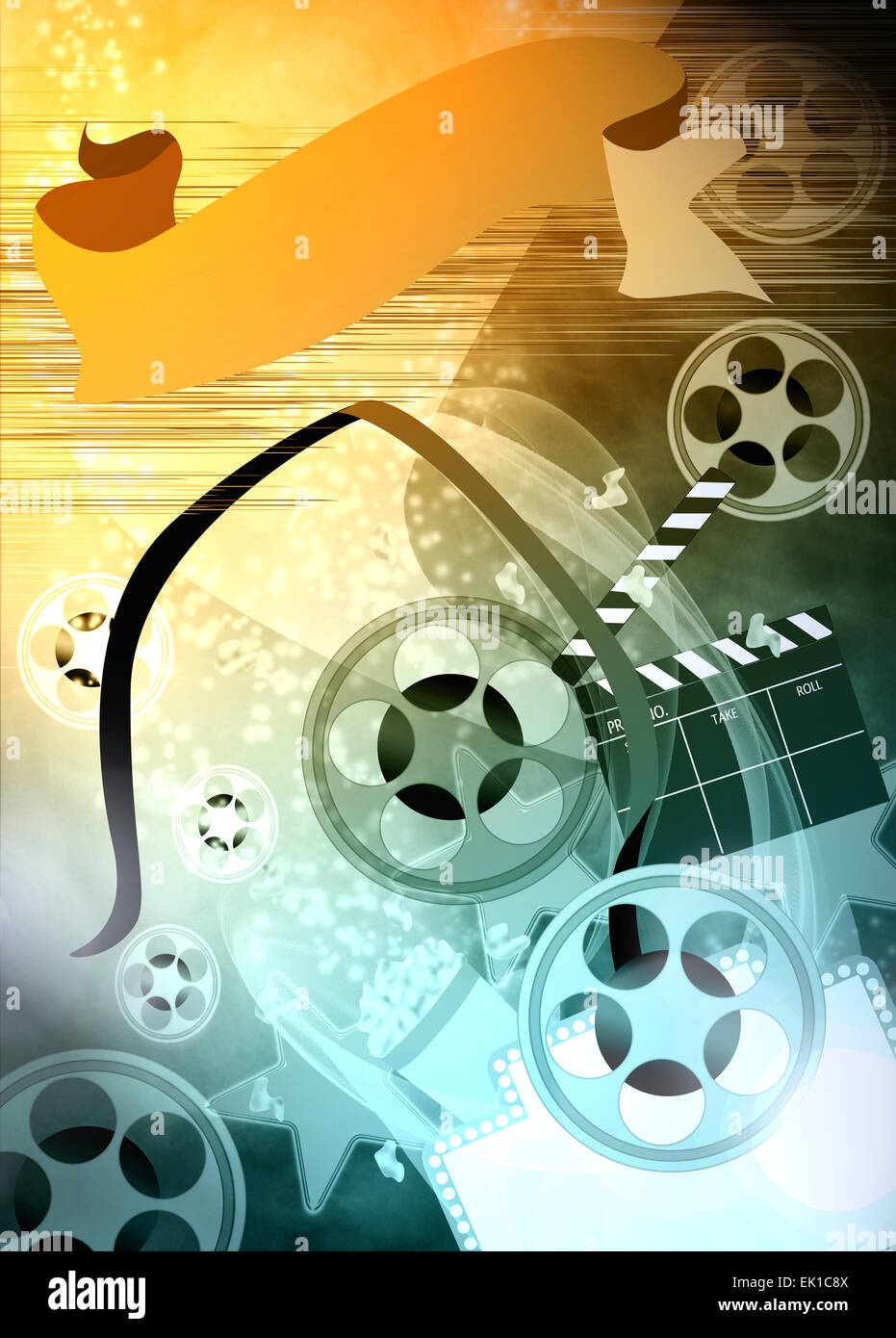 Cinema, movie, cinematography advert poster or flyer background with ...