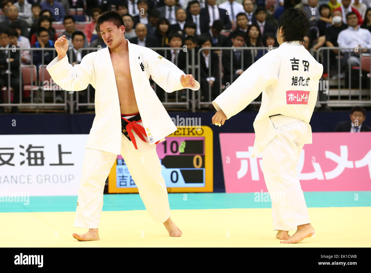 Fukuoka, Japan. 4th Apr, 2015. (L-R) Matthew Baker, Yuya Yoshida Judo : All Japan Selected Judo ...