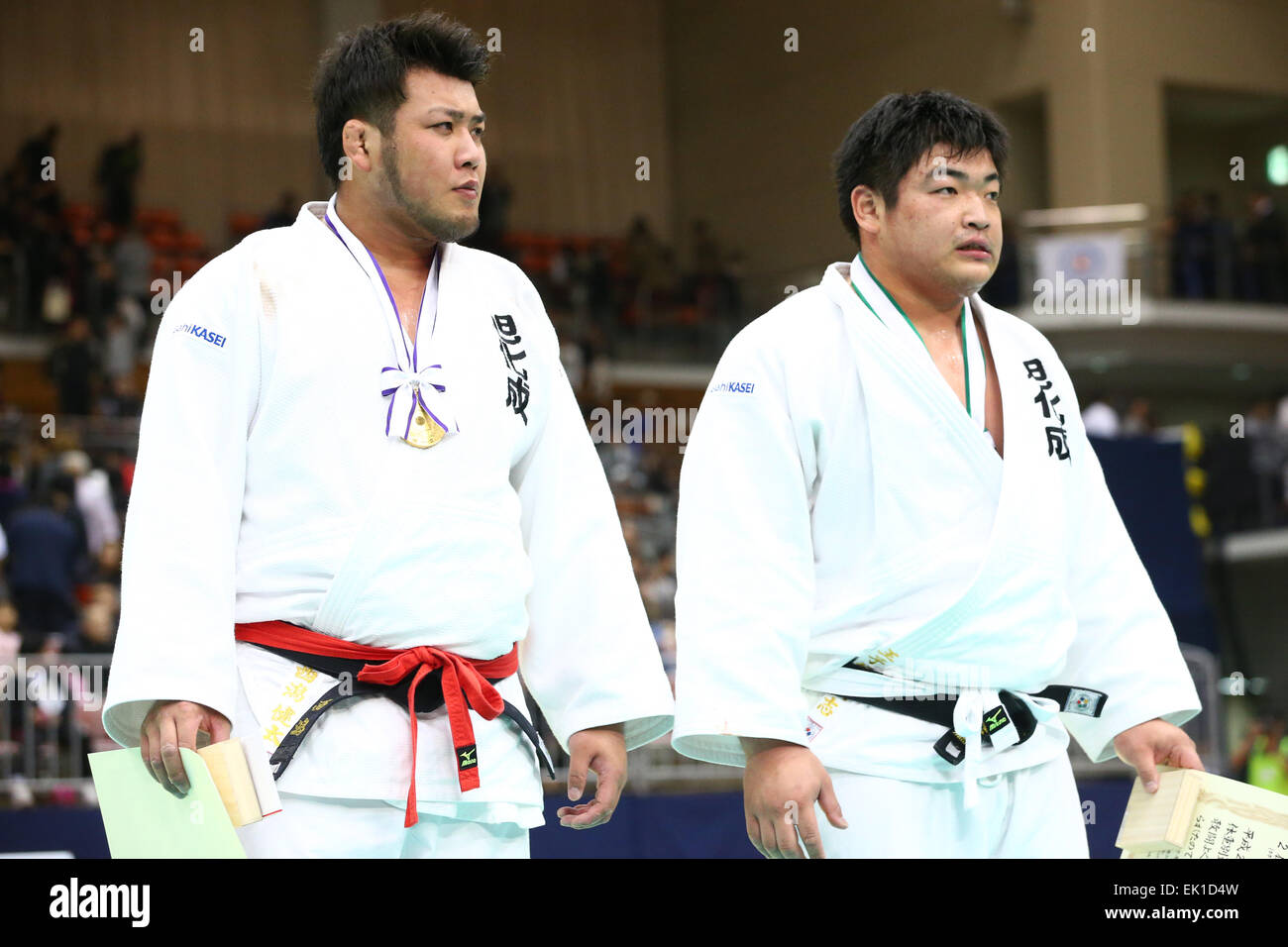 Fukuoka, Japan. 4th Apr, 2015. (L-R) Kenta Nishigata, Takeshi Ojitani Judo : All Japan Selected ...