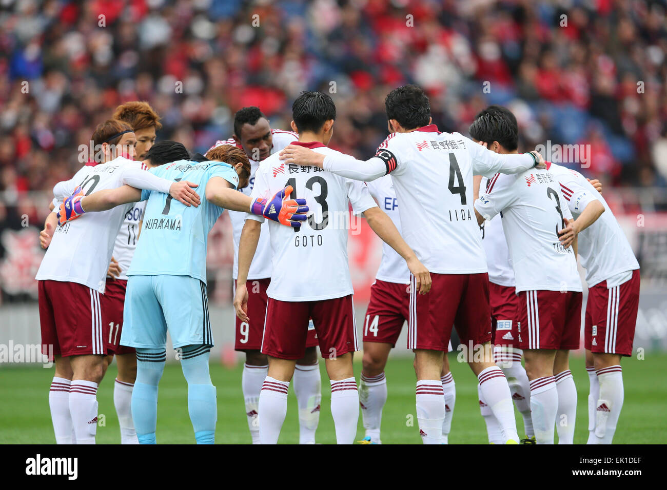 Saitama, Japan. 4th Apr, 2015. Matsumoto Yamaga FC team group Football ...