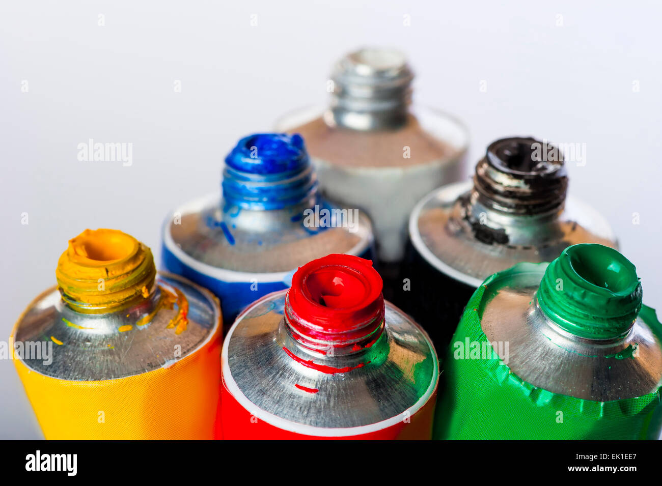 fresh vibrant colors in tubes on a white background Stock Photo - Alamy