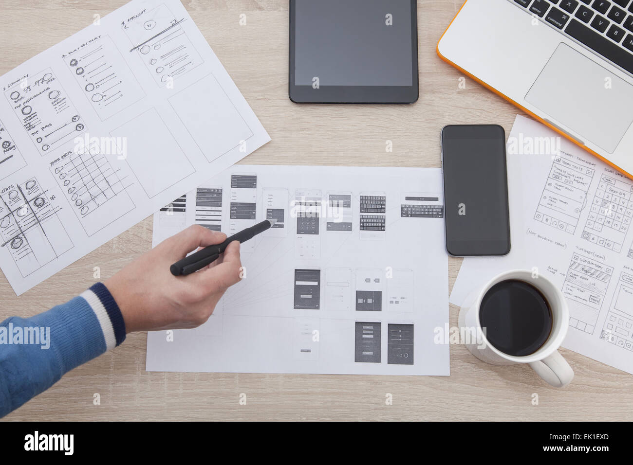 Workplace developer of mobile applications, laptop, notebook, hand ...