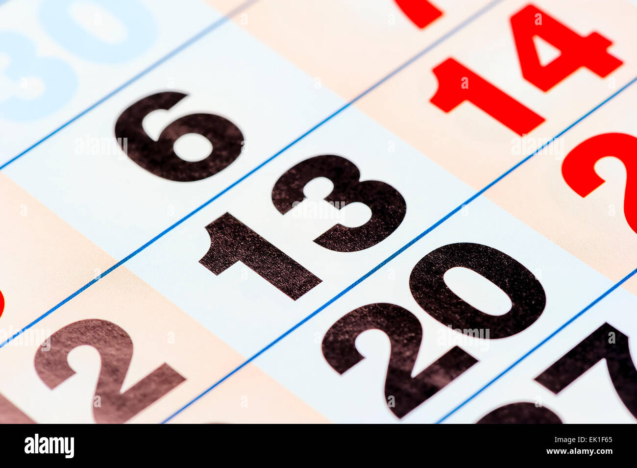 13 the number of calendar close-up shot Stock Photo - Alamy