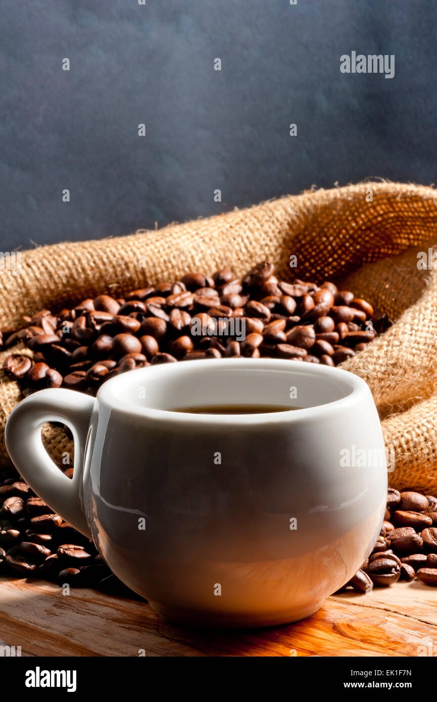 Vertical Photo - cup and coffee beans Stock Photo - Alamy