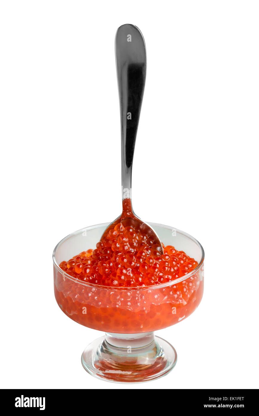 Isolated picture of a bowl with red caviar Stock Photo - Alamy