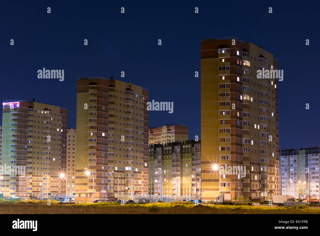 Sleeping area of city. High houses Stock Photo - Alamy