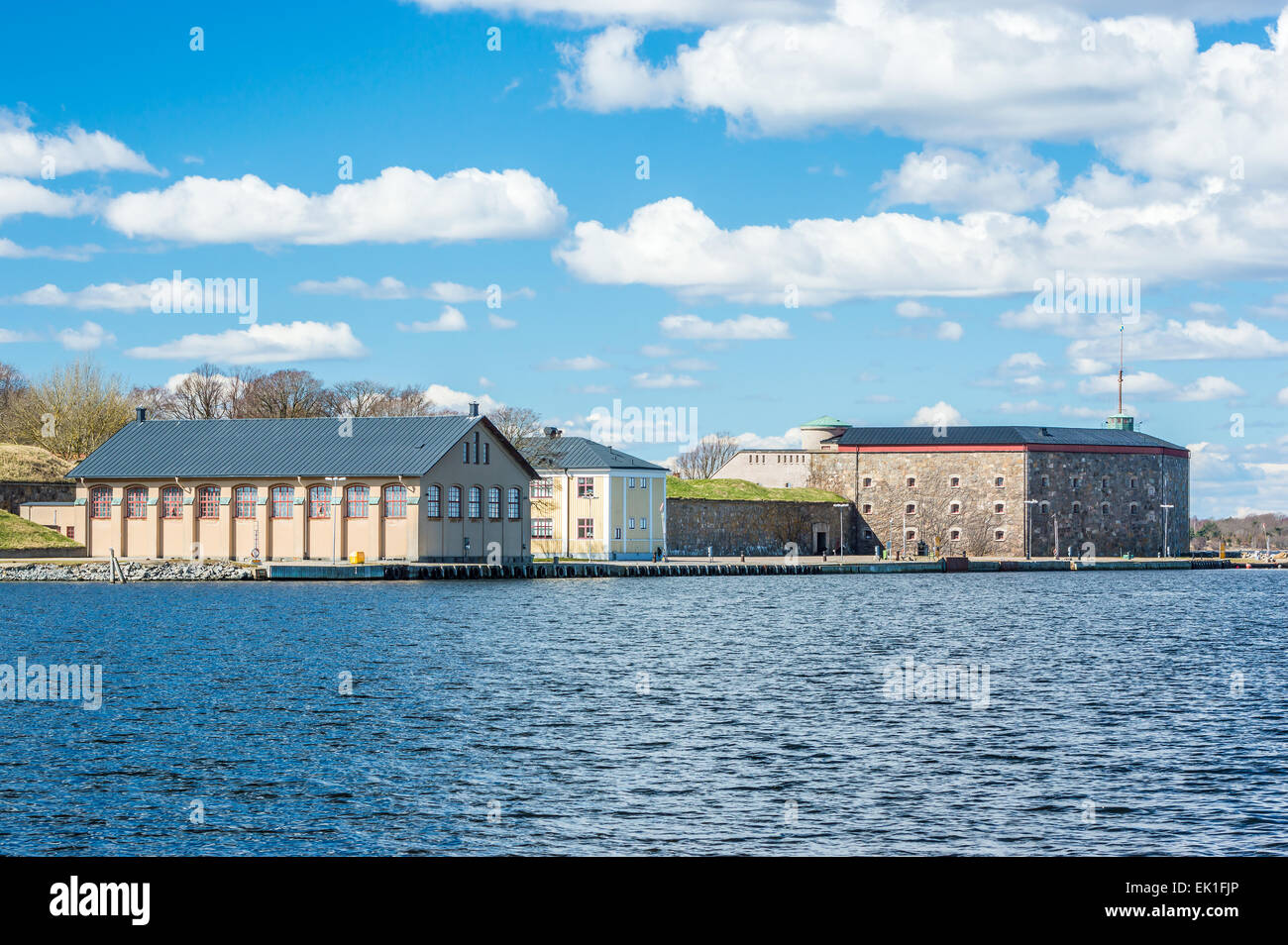 Old historic military buildings in Blekinge archipelago, Sweden. Fine ...