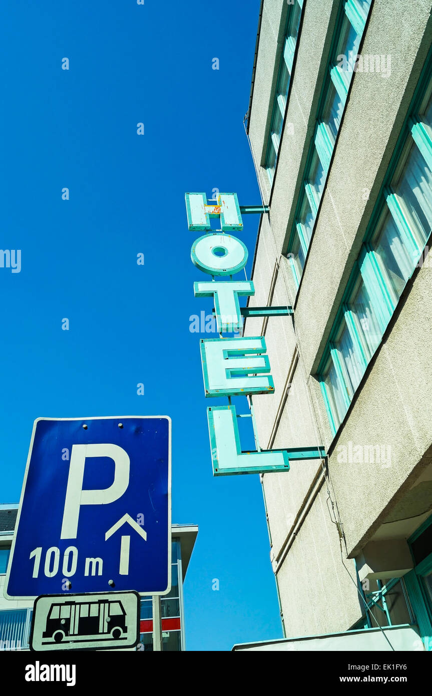Hotel sign on the wall Stock Photo - Alamy