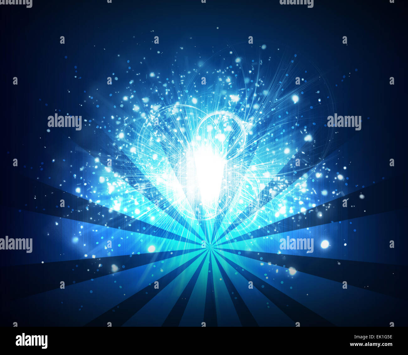 Abstract blue background is magic lines and stripes at center Stock ...