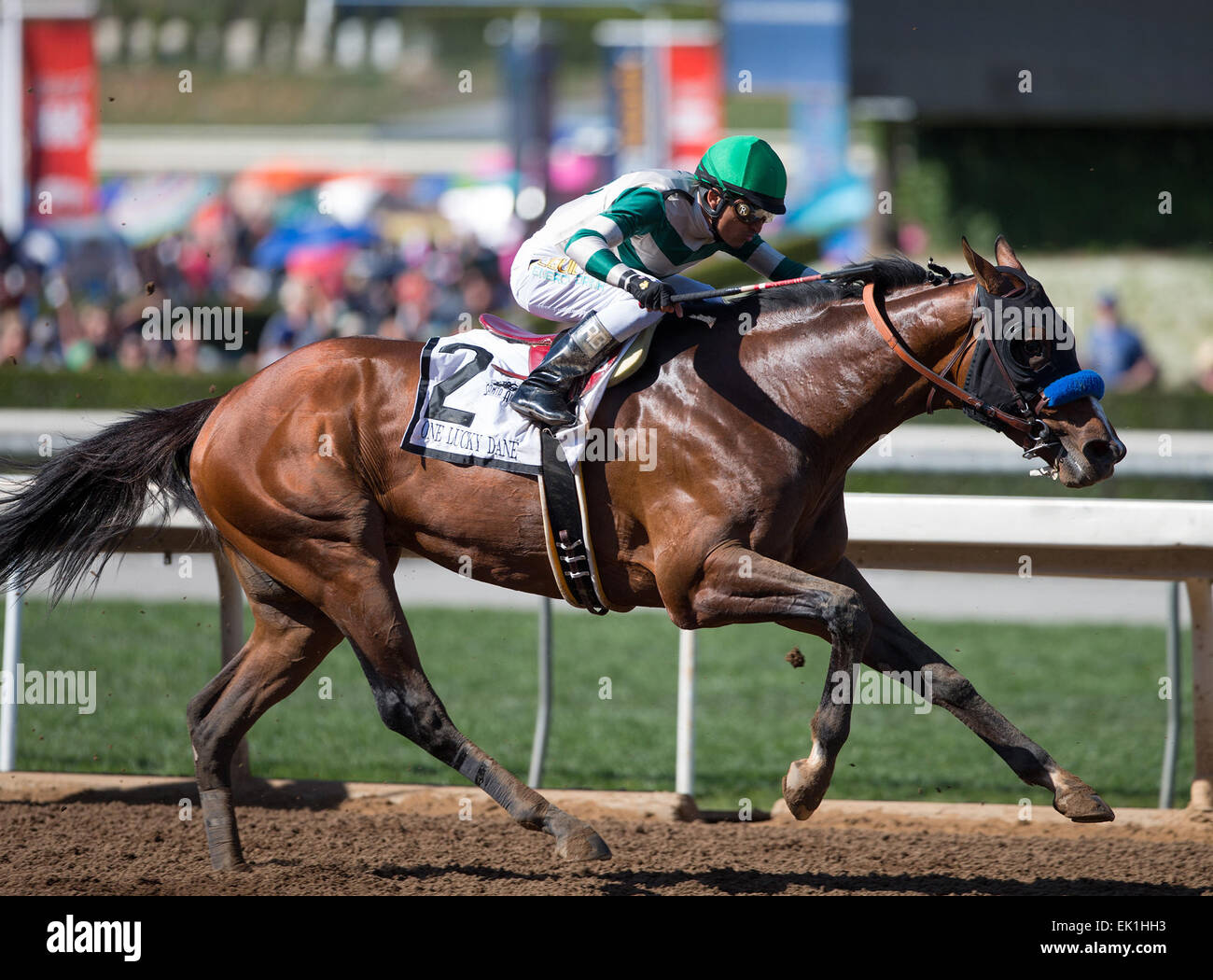 Arcadia, CA. 04th Apr, 2015. Jockey Rafael Bejarano aboard (2) One ...