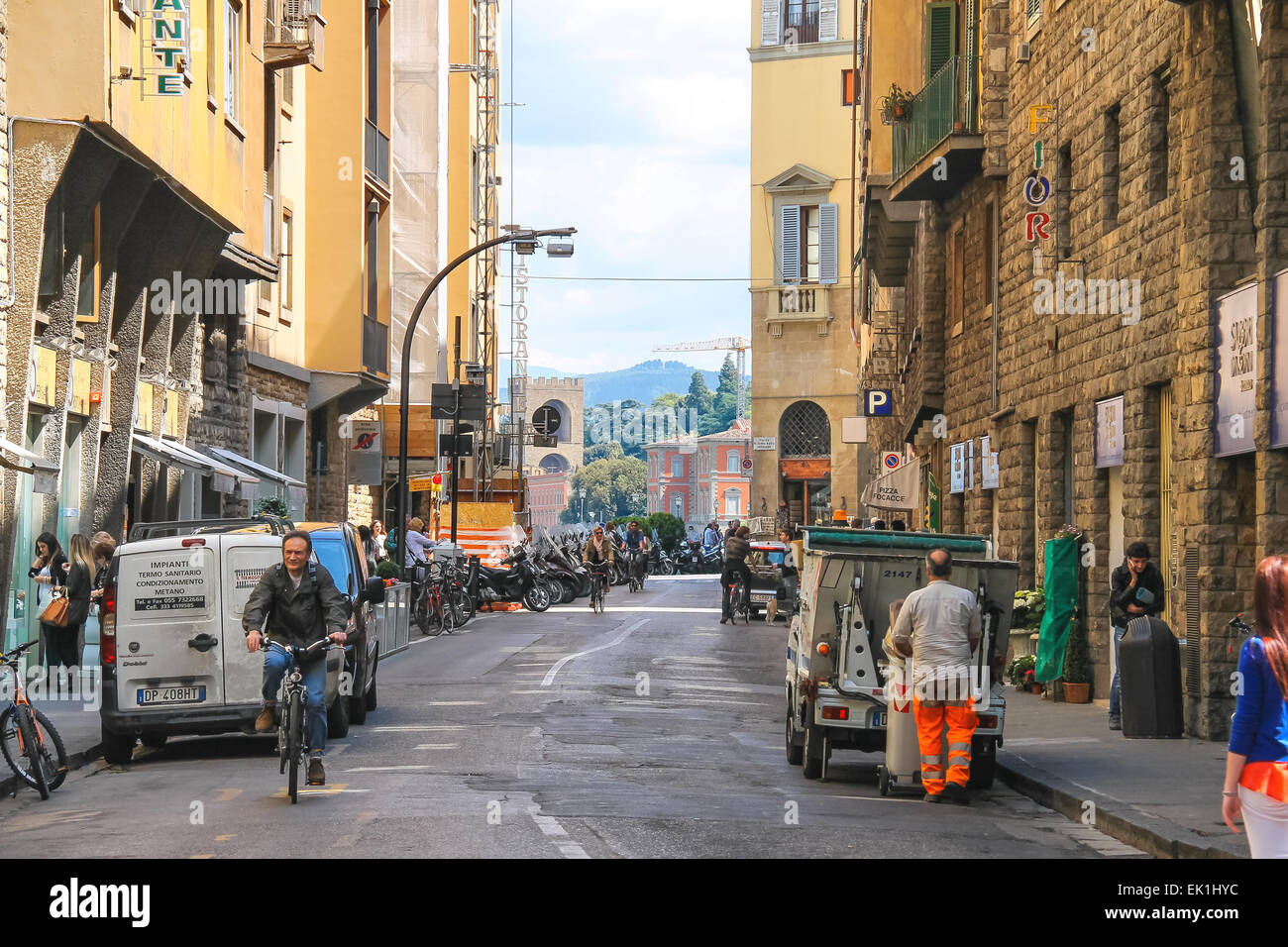 FLORENCE, ITALY - MAY 08, 2014: People on the street of the ancient ...