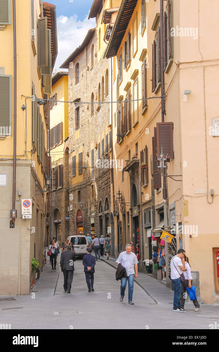 FLORENCE, ITALY - MAY 08, 2014: People on the street of the ancient ...