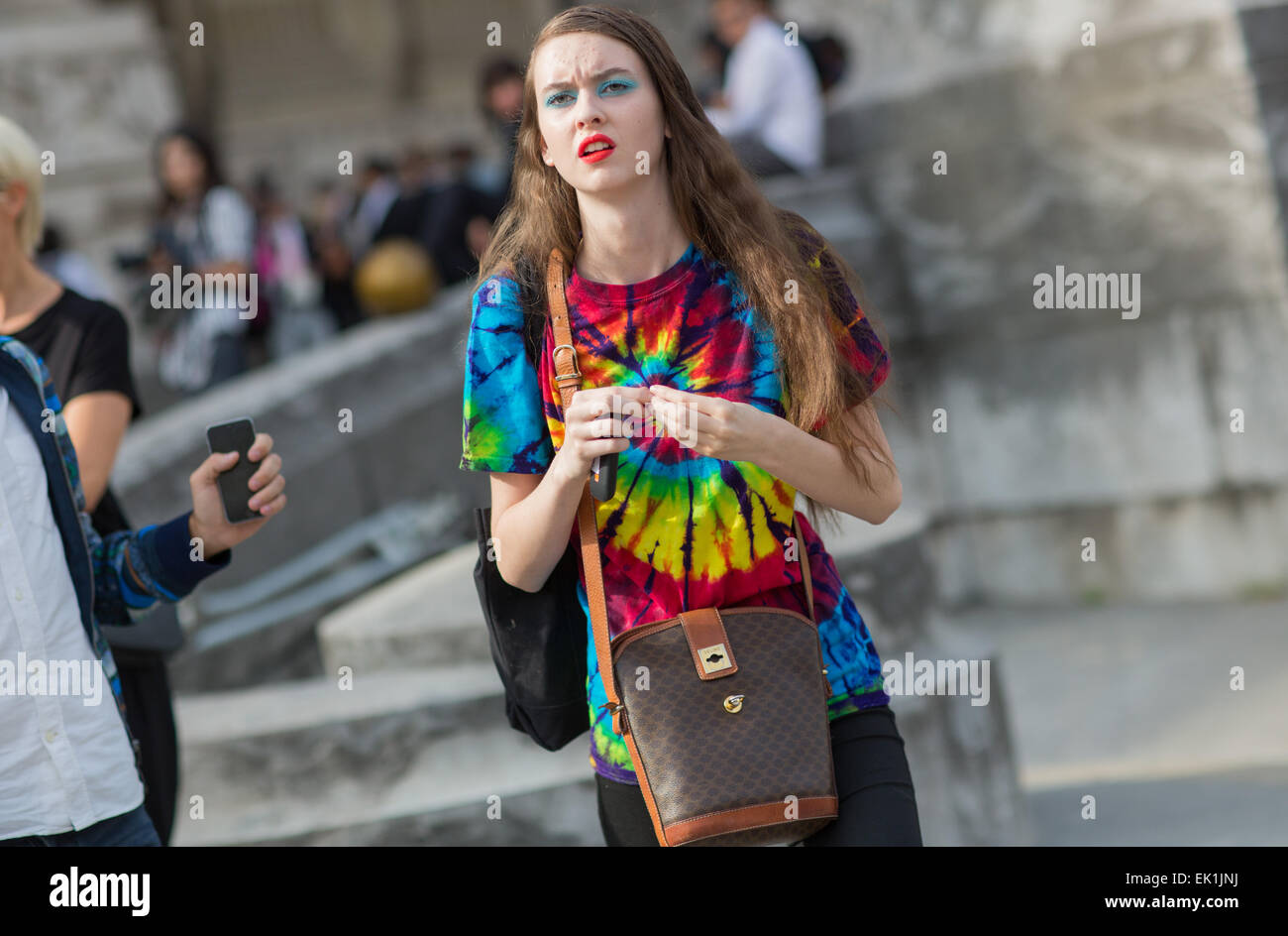 Paris Fashion Week - Spring/Summer 2015 - Streetstyle Featuring: Model ...