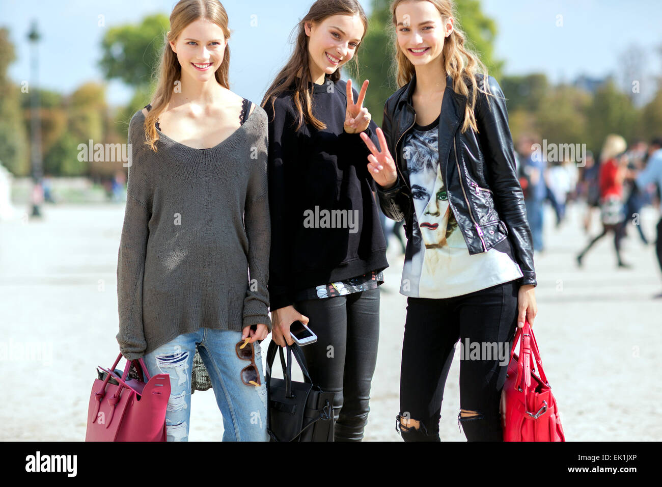 Paris Fashion Week - Spring/Summer 2015 - Streetstyle Featuring: Models ...
