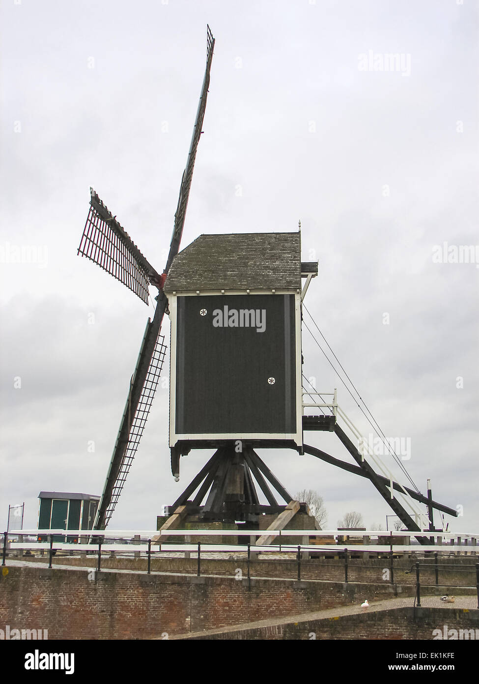 Old windmill and pierl in Heusden. Netherlands Stock Photo - Alamy