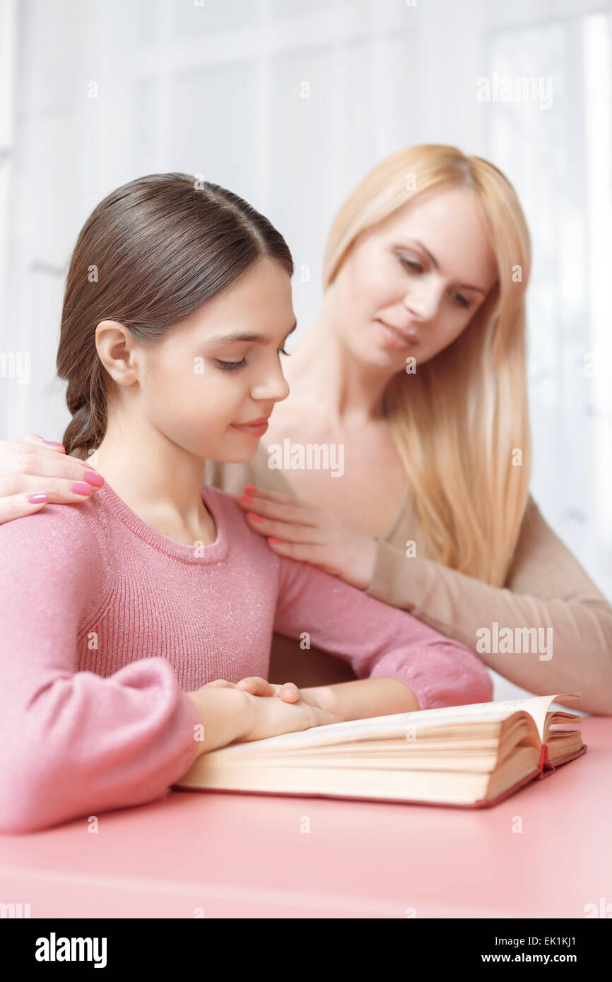 Mother and daughter study together Stock Photo - Alamy